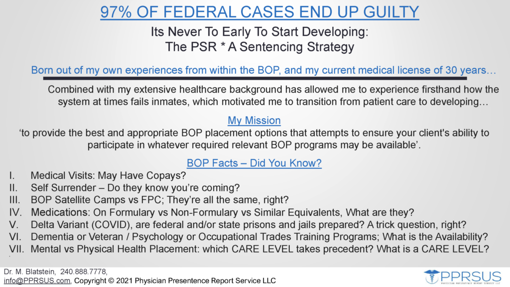 Federal Sentencing And Placement The Process Physician Presentence